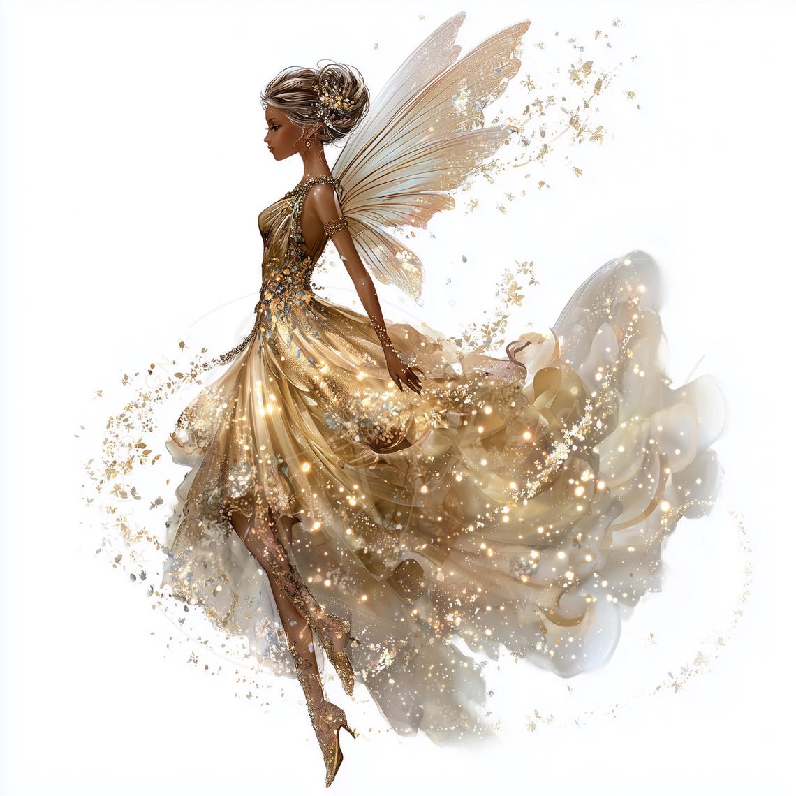 12 JPG Golden Fairy Clipart, Cute Fairy Clipart, Pixie Elf Holly, Fairy ...