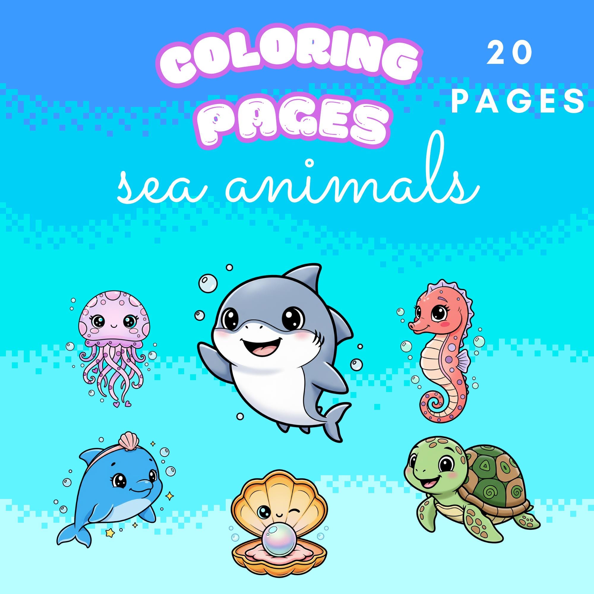 20 Cute Sea Animals Coloring Pages Digital Download, Kids Ocean ...