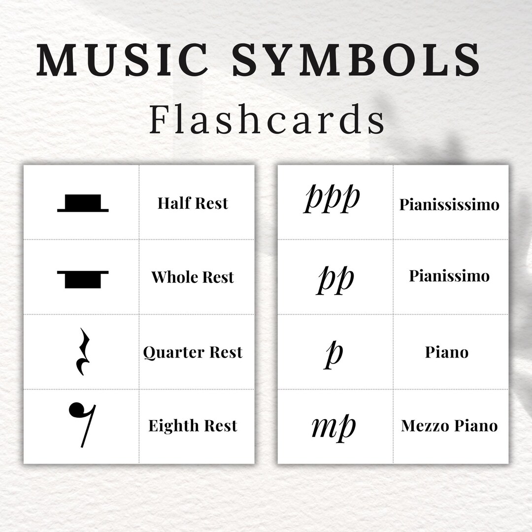 Music Symbols Flashcards, Music Theory Study Cards (digital Download ...