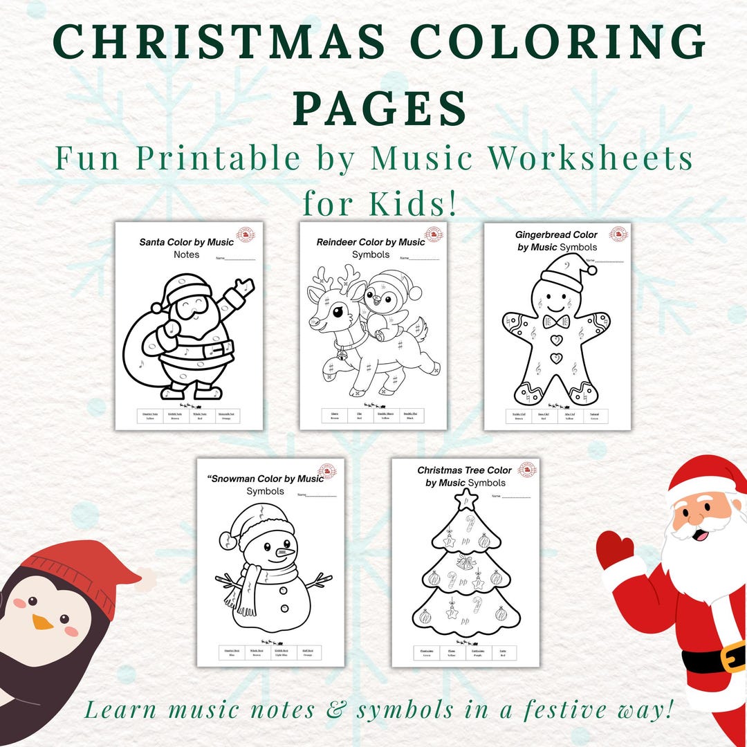 Christmas Music Coloring Pages for Kids (PDF) - Etsy