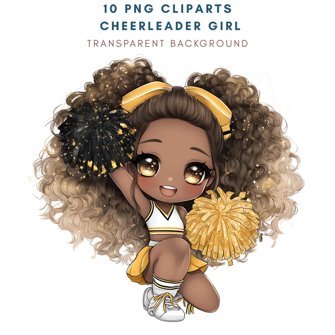 10 Pngs Cheerleader Girl, Chibi Png, Chibi Clipart, Cheer With Pompoms ...