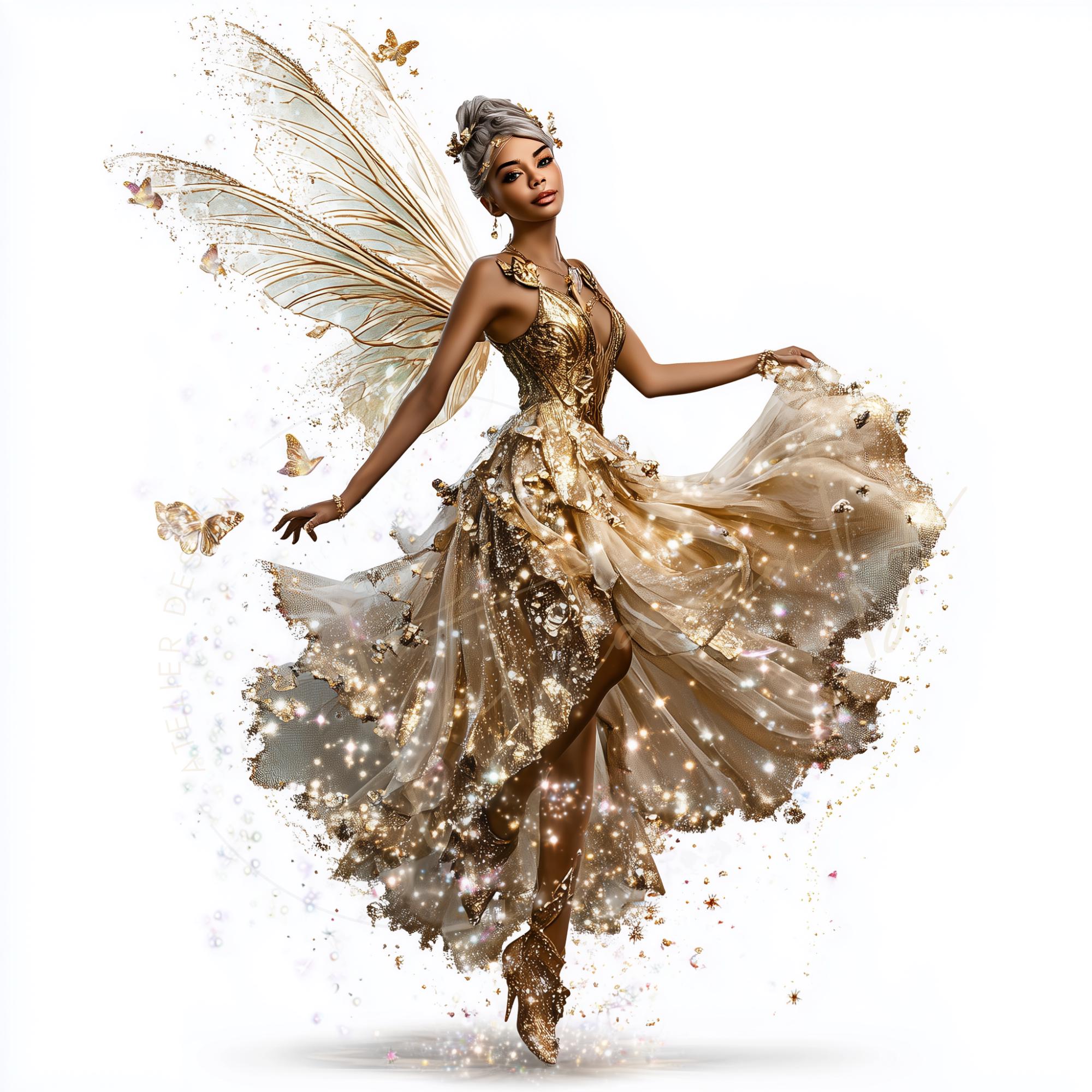 12 JPG Golden Fairy Clipart, Cute Fairy Clipart, Pixie Elf Holly, Fairy ...