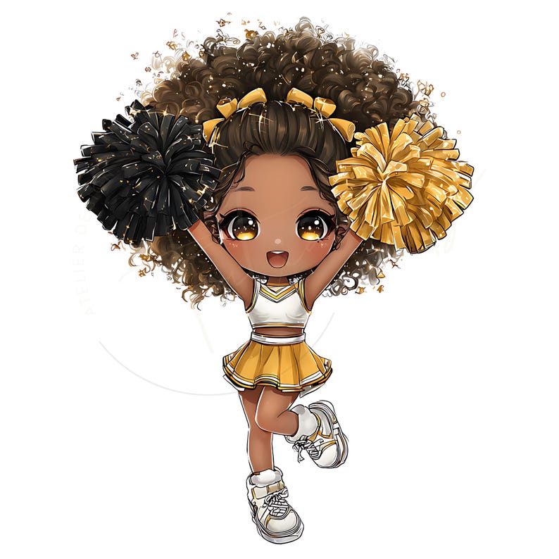 10 Pngs Cheerleader Girl, Chibi Png, Chibi Clipart, Cheer With Pompoms ...