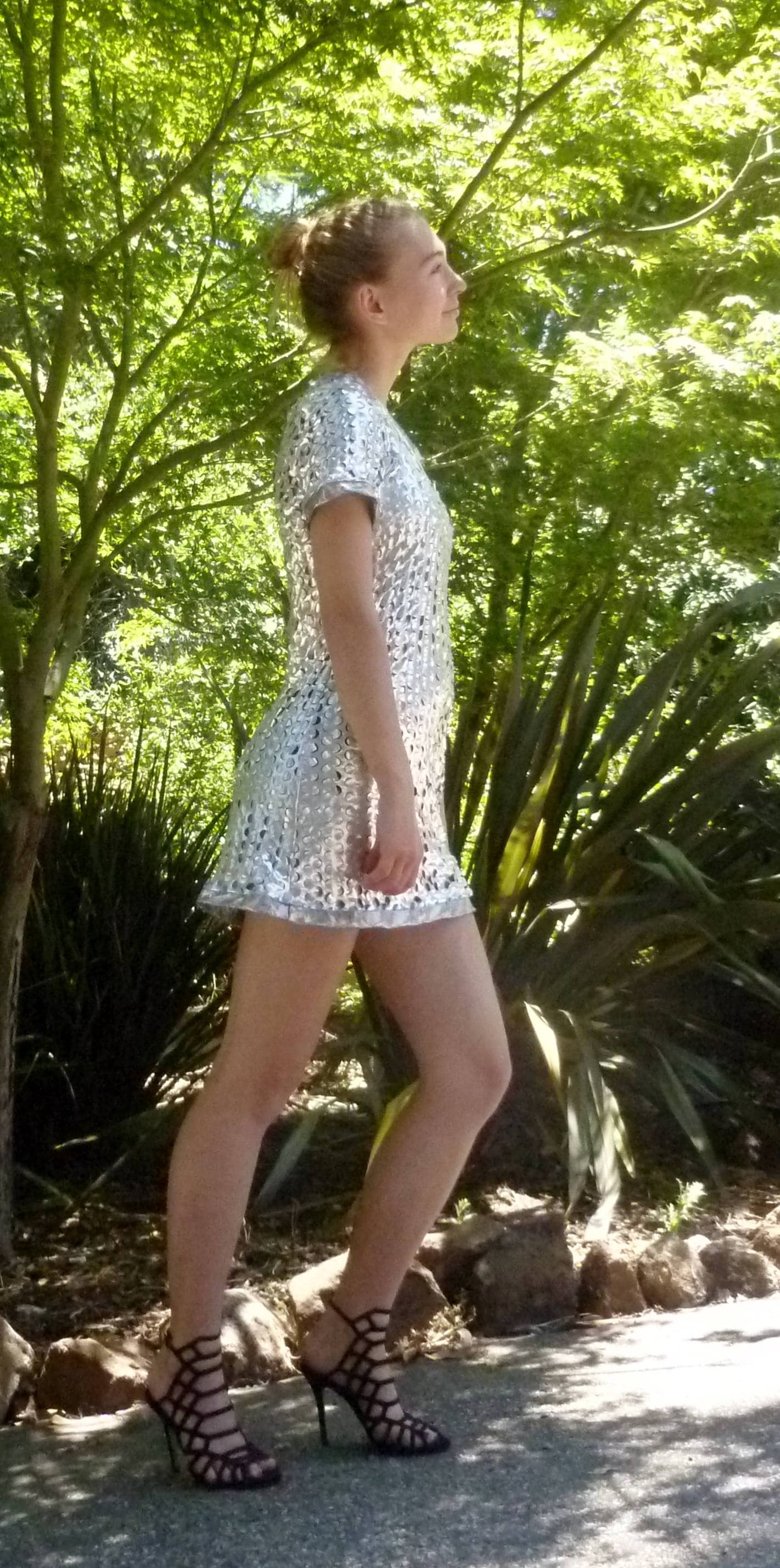 Silver Disco Rave Festival Laser Cut Small/medium Shiny Lycra Mini ...