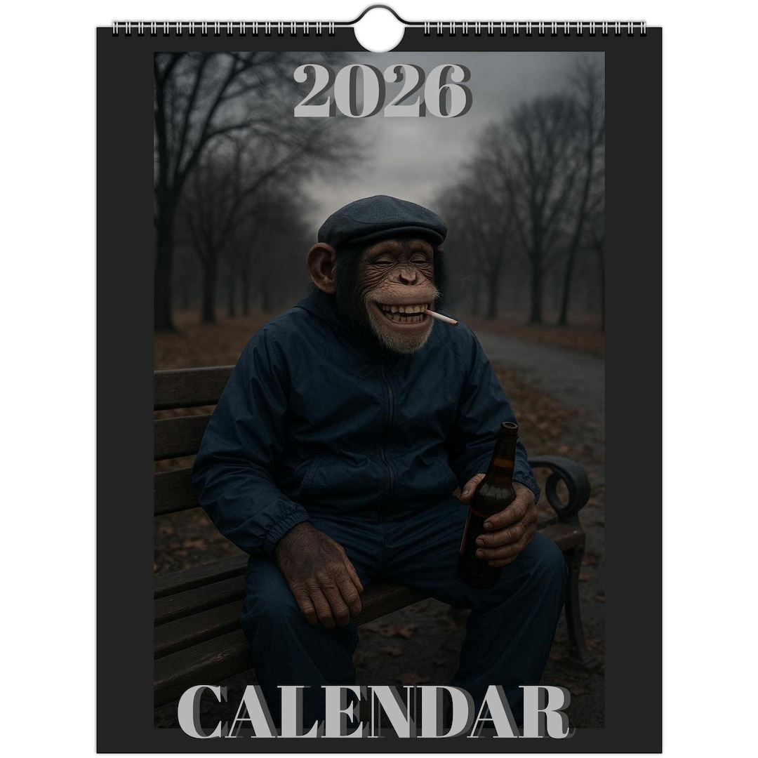 Monkey Wall Calendar - Fun Monthly Print - Perfect Gift for Animal ...