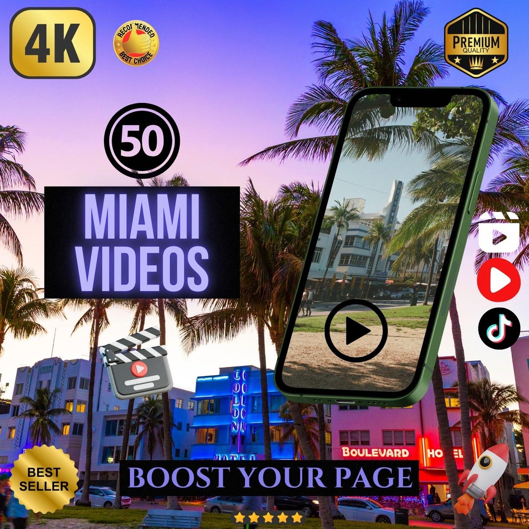 50 Miami Videos | 4K Beach Vibes, Luxury Cars & City Reels Canva ...