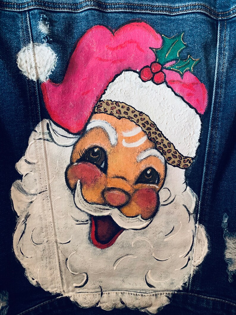 Hand Painted Denim Santa Vest - Etsy