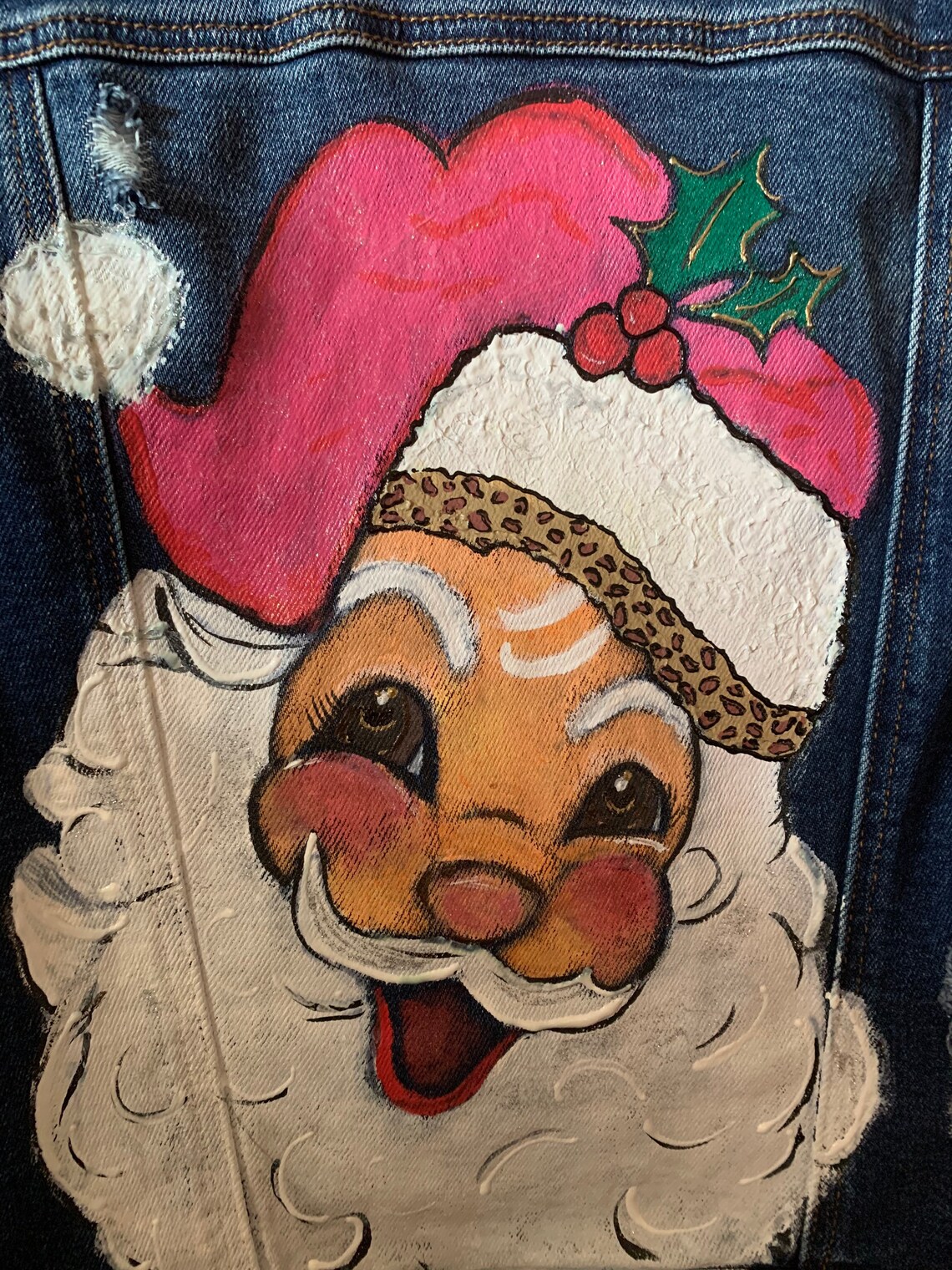 Hand Painted Denim Santa Vest - Etsy