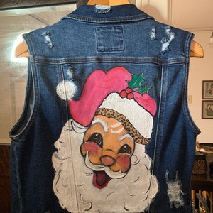 Hand Painted Denim Santa Vest - Etsy