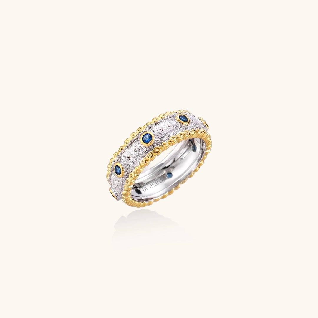 Azure Dreams Blue Band - Gold Plated Stackable Statement Ring for Women ...