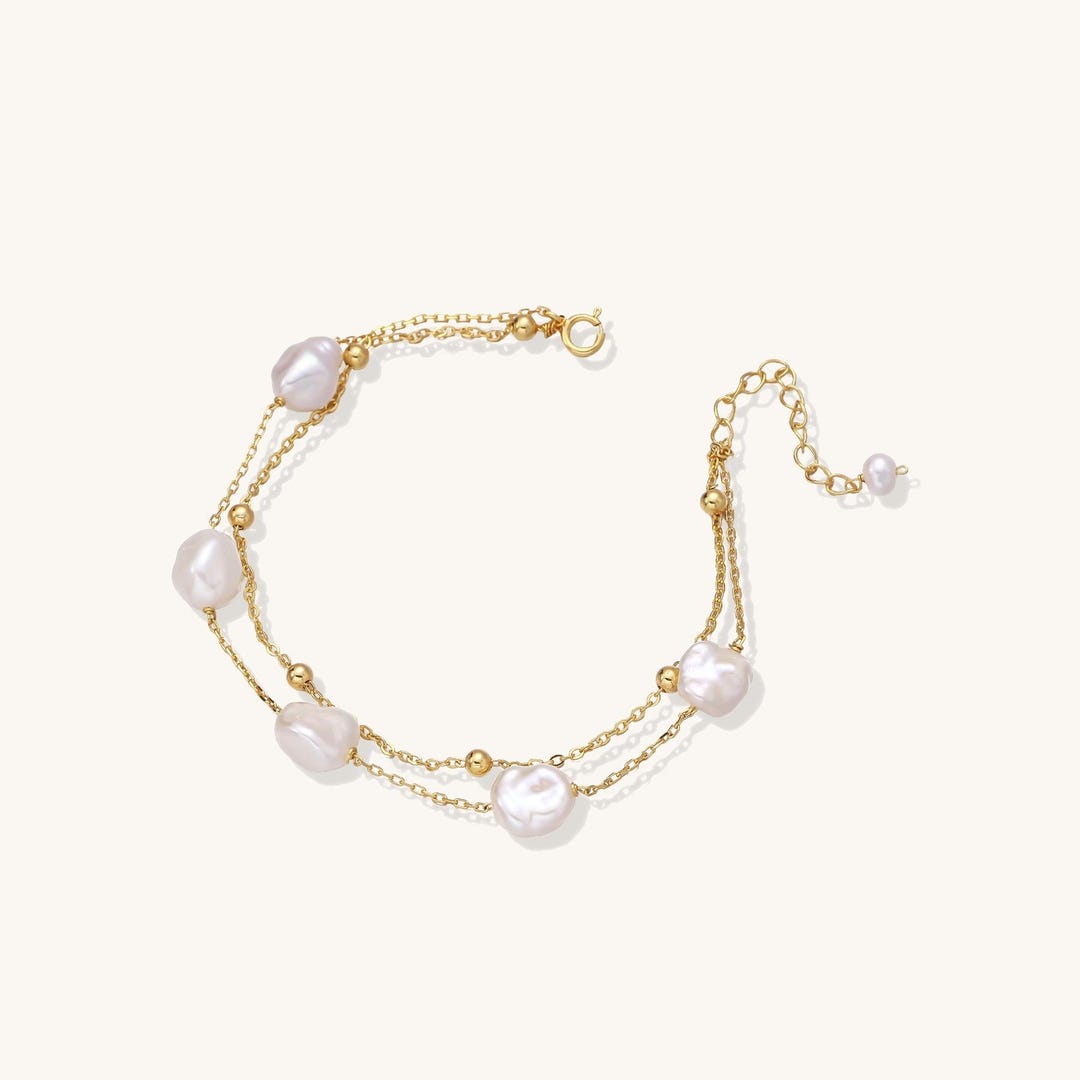 Baroque Pearl Layered Bracelet - Etsy