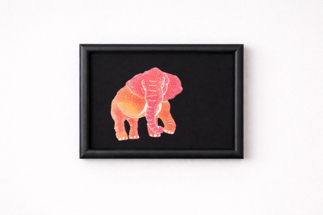 Framed Hand-drawn Batik Elephant Wall Art (20 × 15 Cm) – Original ...