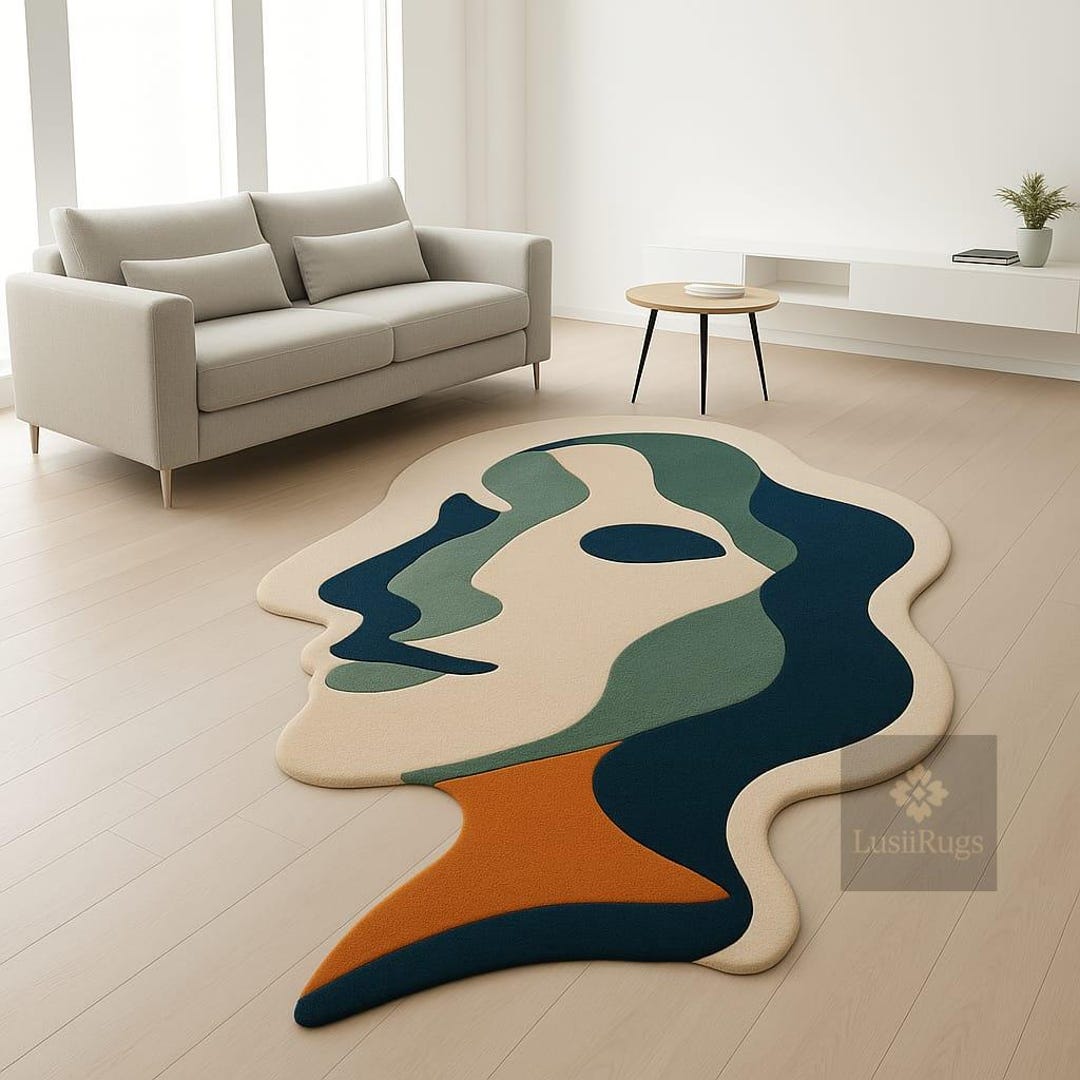 Modern Abstract Face Rug for Living Room | Irregular art carpet - Etsy