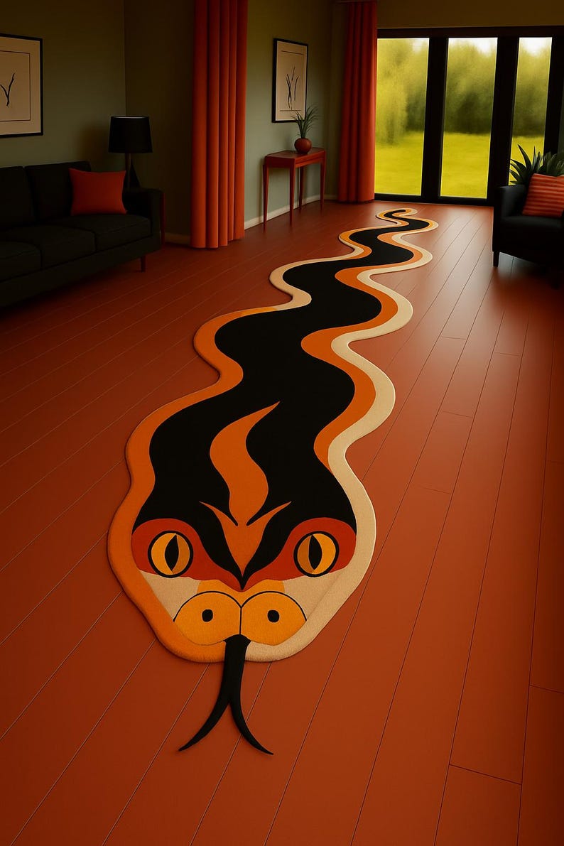 Buy Hand Tufted Snake Runner Rug –new Zealand Wool Animal Shaped Carpet ...