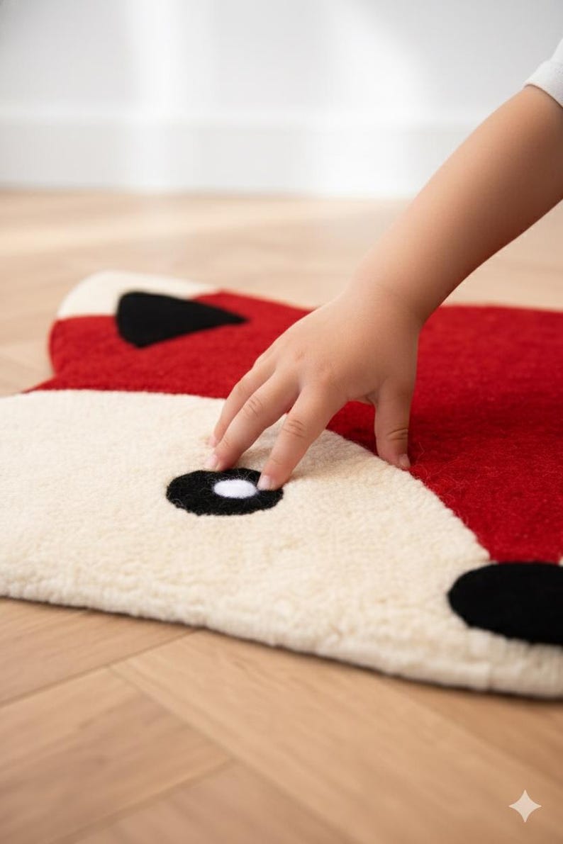 Fox Shaped Rug | Hand Tufted Wool Nursery Carpet | Kids Bedroom Decor ...