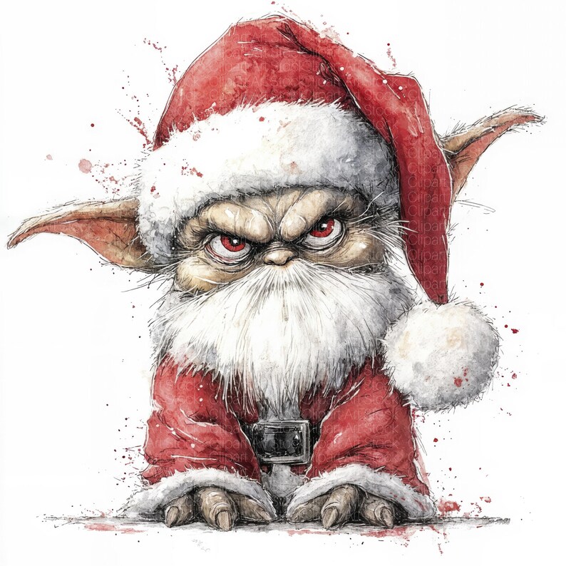 15 Grumpy Santa Goblin Clipart JPG | Funny Christmas Characters, Cute ...