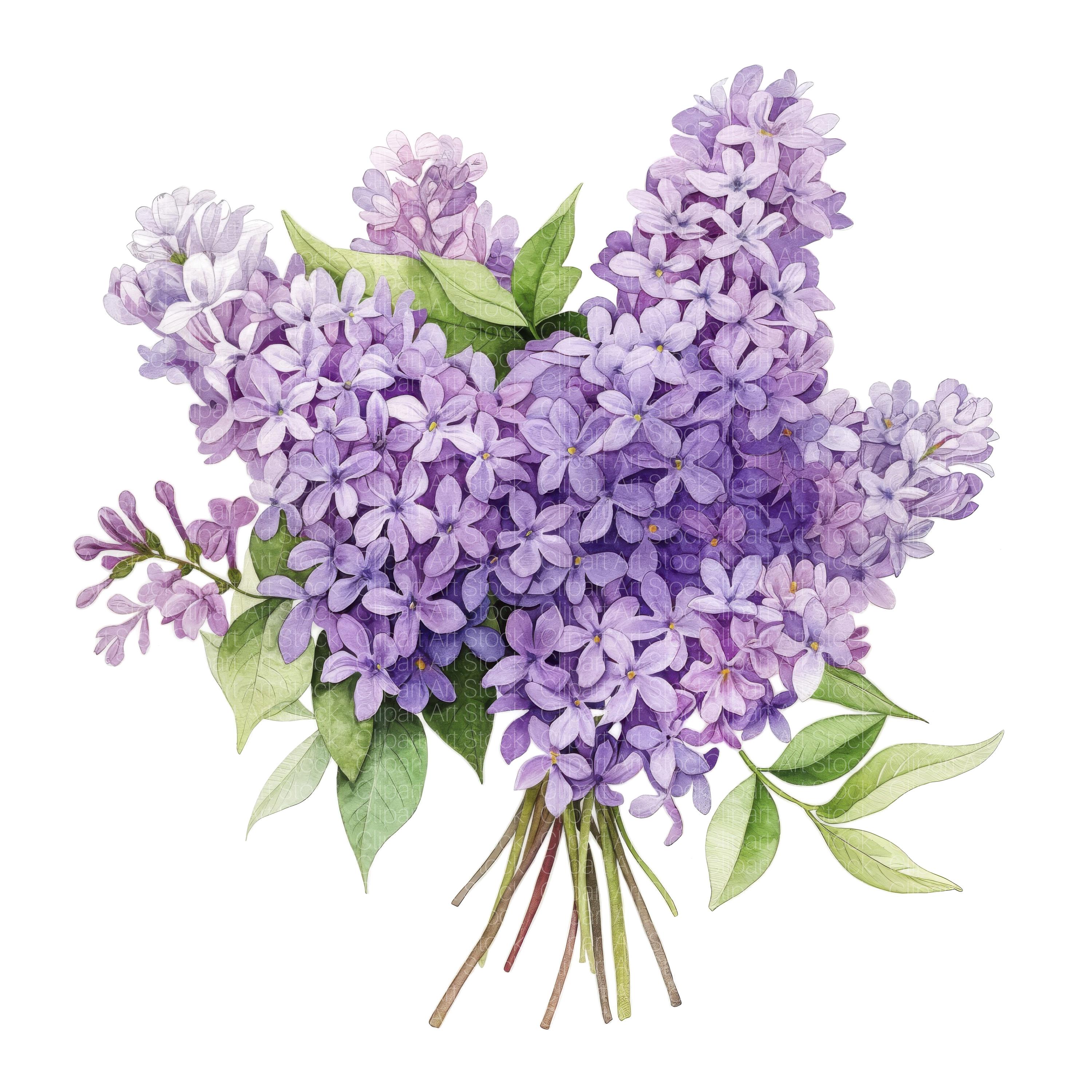 15 Lilac Flower Bouquet Clipart Set | Purple & Lavender Watercolor ...