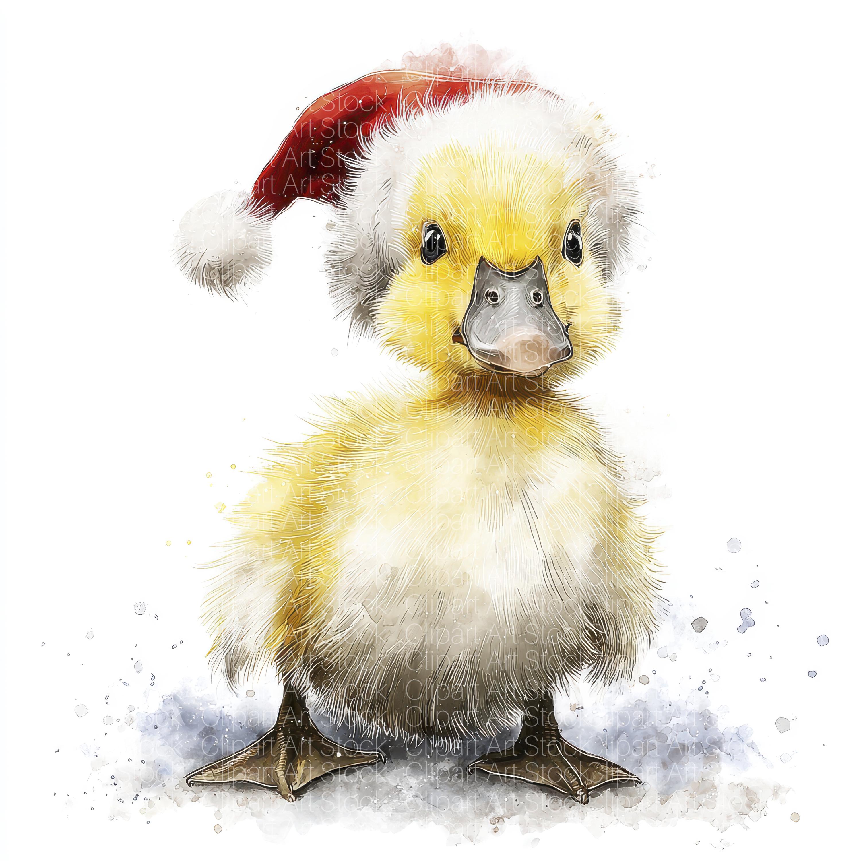 12 Christmas Duckling Clipart Set JPG | Baby Ducks in Santa Hats ...