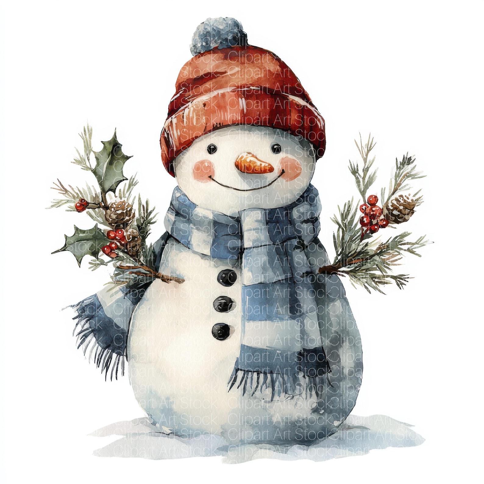 Watercolor Snowman Christmas Clipart Set | Cute Winter Snowmen ...