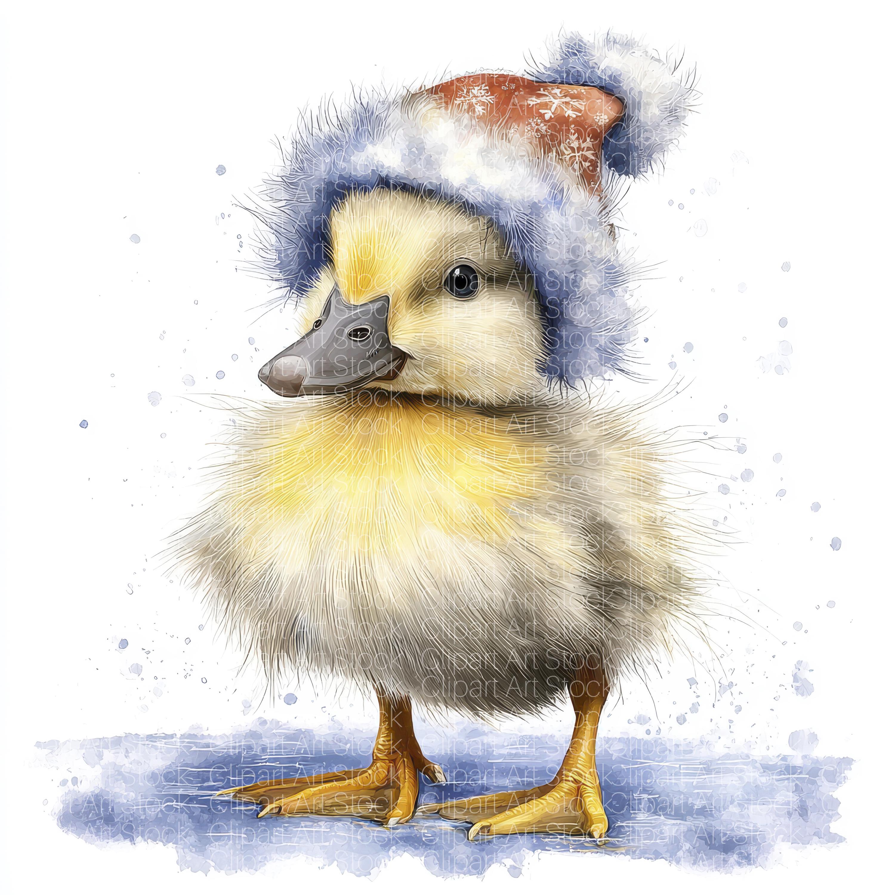 12 Christmas Duckling Clipart Set JPG | Baby Ducks in Santa Hats ...