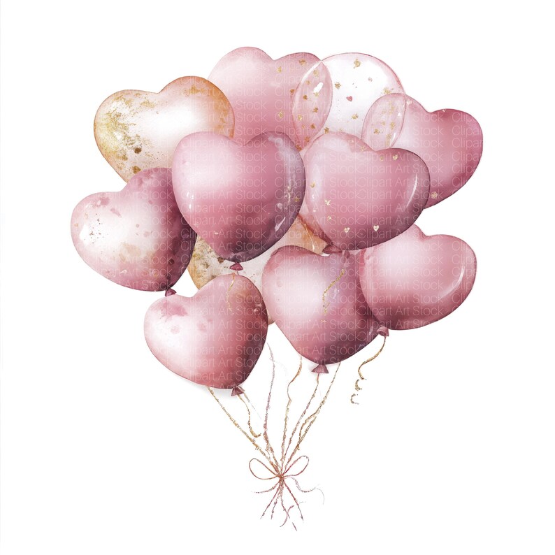 15 Pink Watercolor Balloon Clipart | Blush & Rose Gold Party Balloons ...