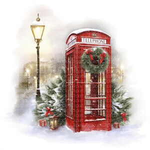 9 Christmas Red Phone Booth Clipart Set JPG | London Telephone Box ...