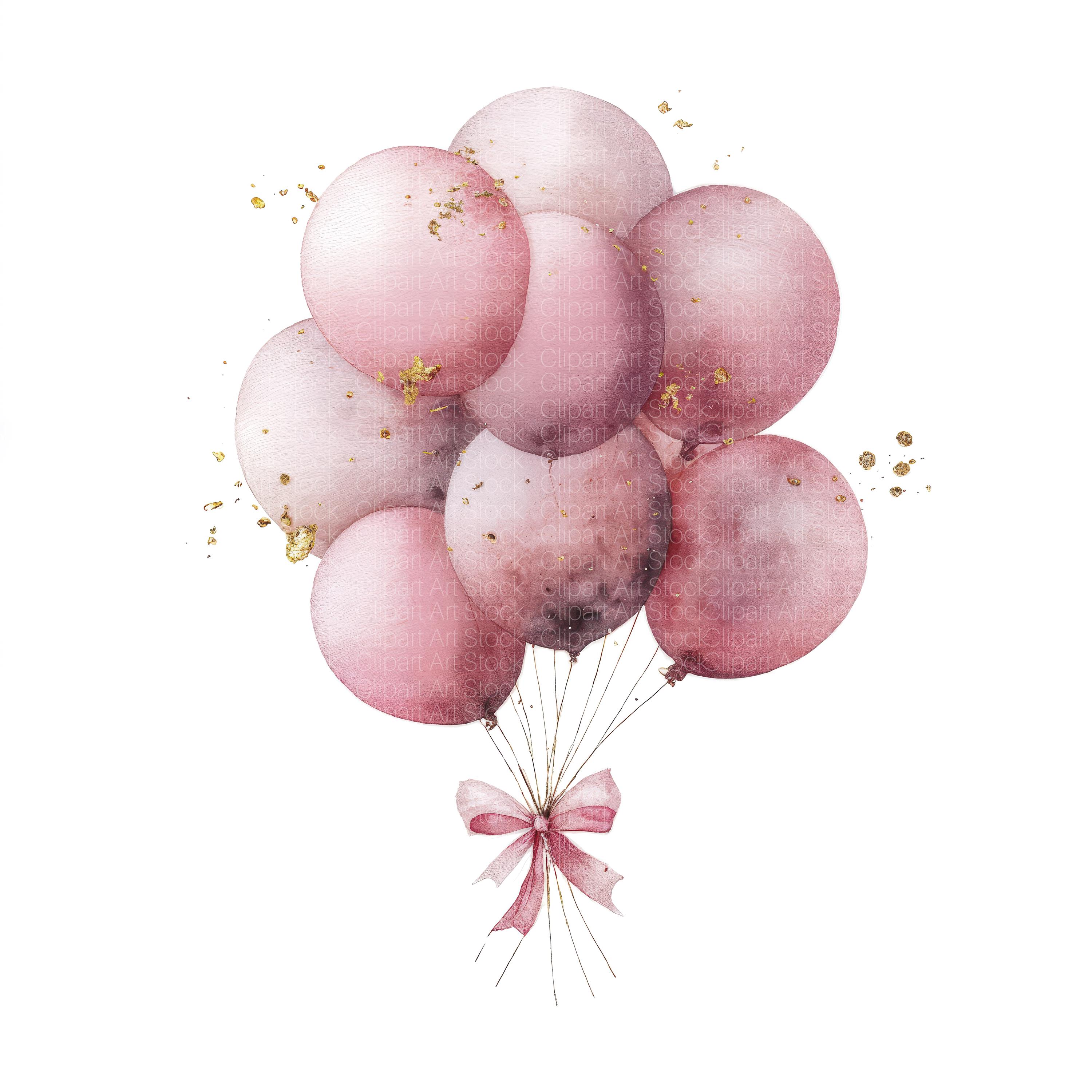 15 Pink Watercolor Balloon Clipart | Blush & Rose Gold Party Balloons ...