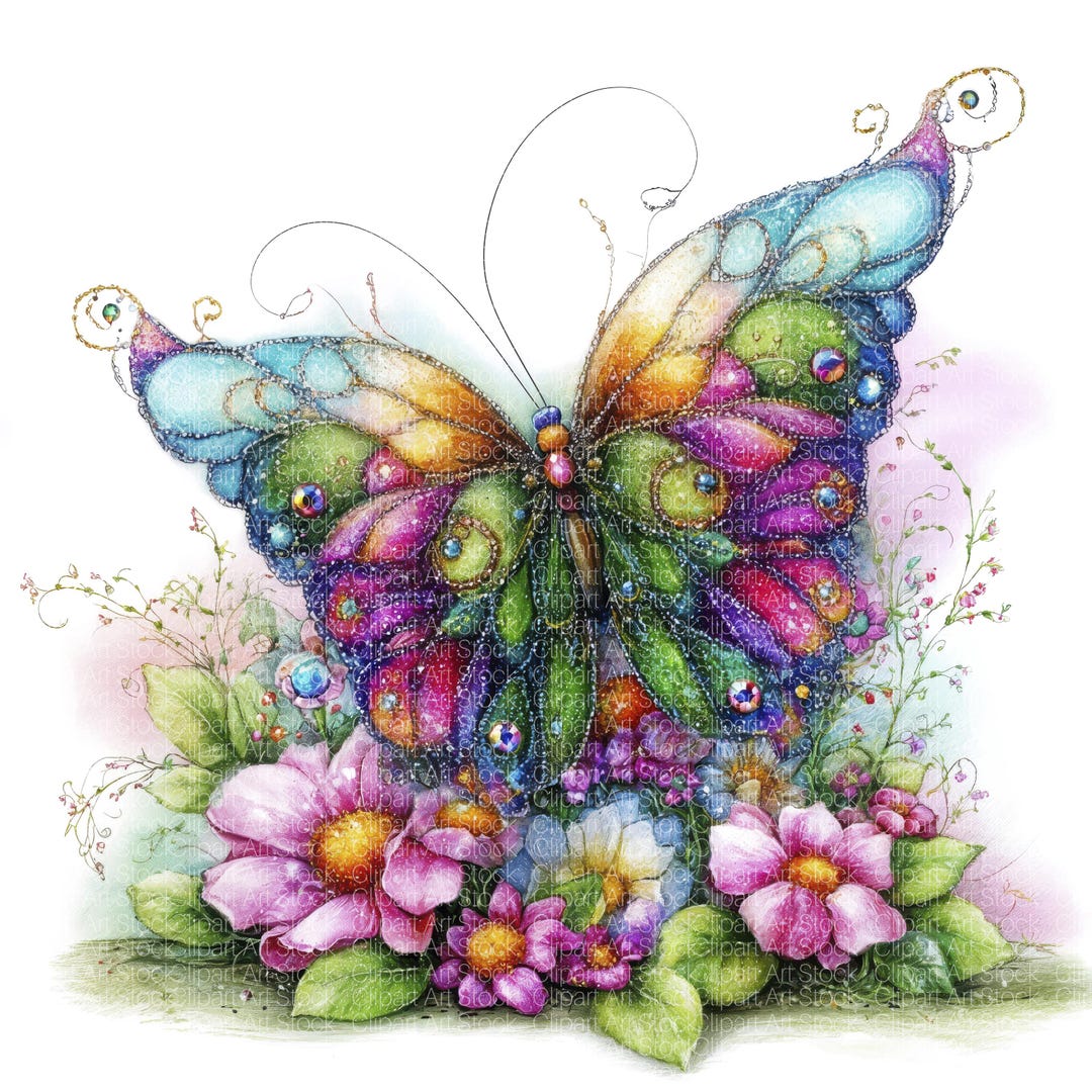 15 Watercolor Butterfly Clipart | Rainbow Butterfly | Printable ...