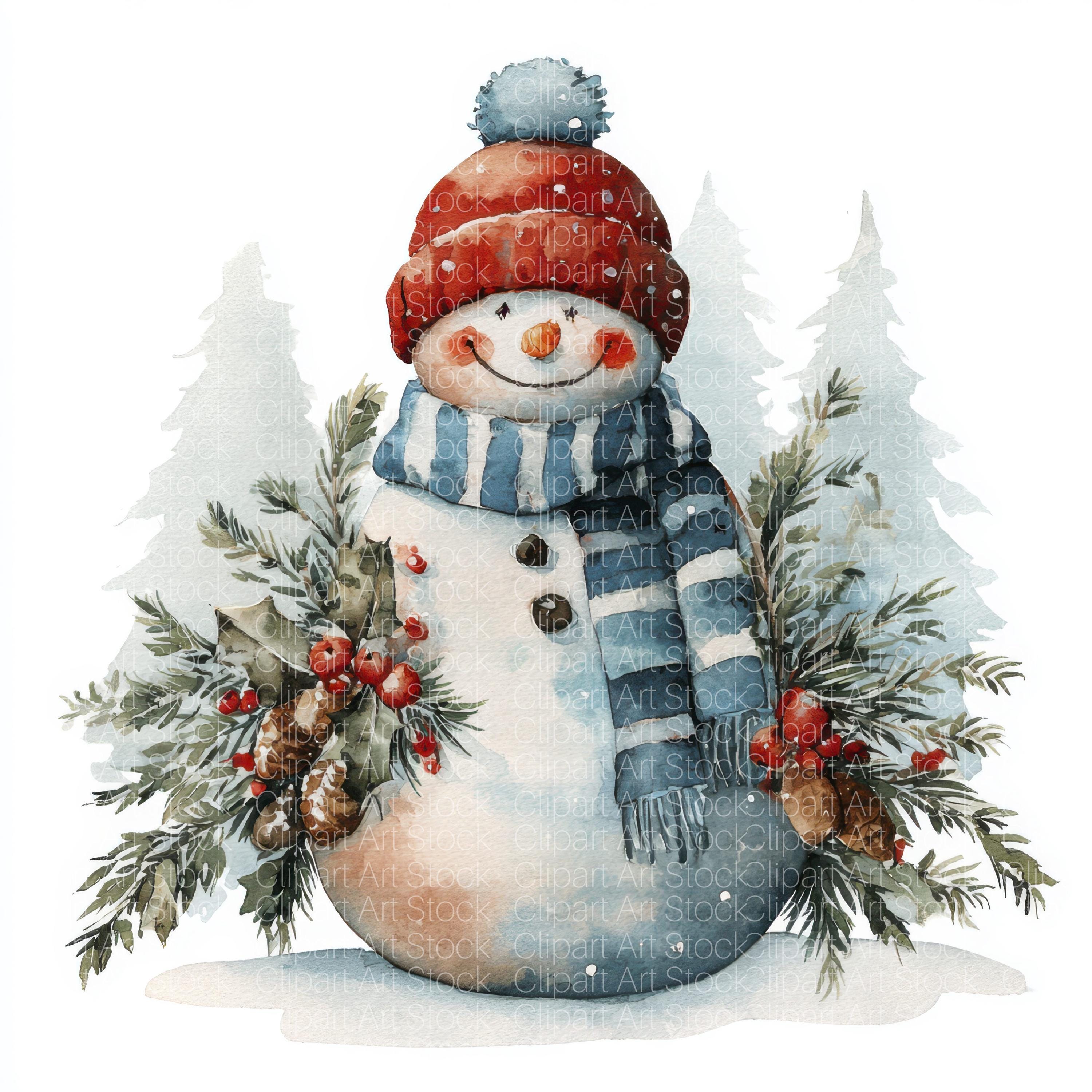 Watercolor Snowman Christmas Clipart Set | Cute Winter Snowmen ...