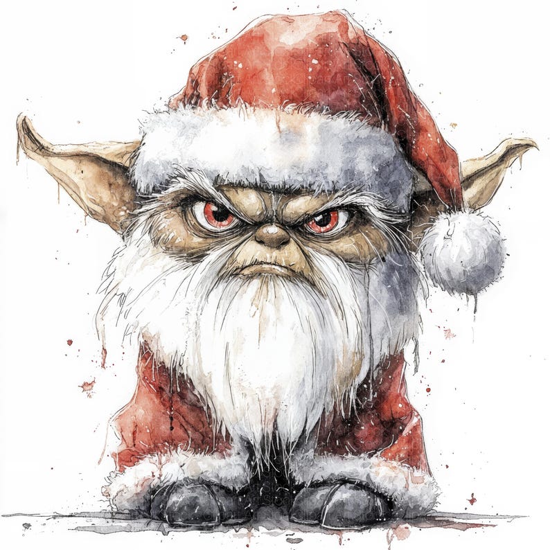 15 Grumpy Santa Goblin Clipart JPG | Funny Christmas Characters, Cute ...