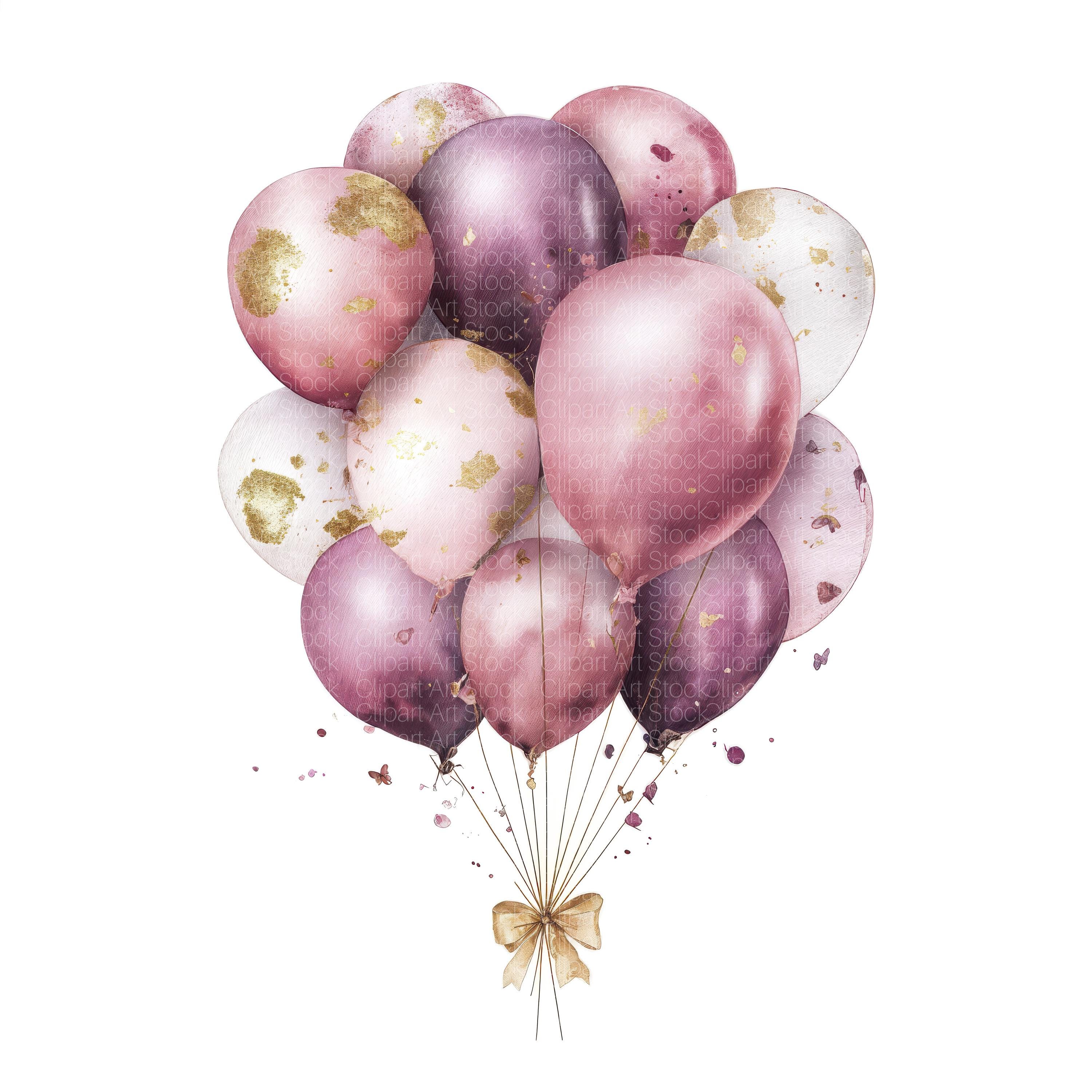 15 Pink Watercolor Balloon Clipart | Blush & Rose Gold Party Balloons ...