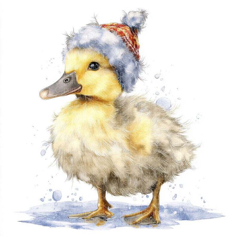 12 Christmas Duckling Clipart Set JPG | Baby Ducks in Santa Hats ...