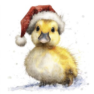 12 Christmas Duckling Clipart Set JPG | Baby Ducks in Santa Hats ...