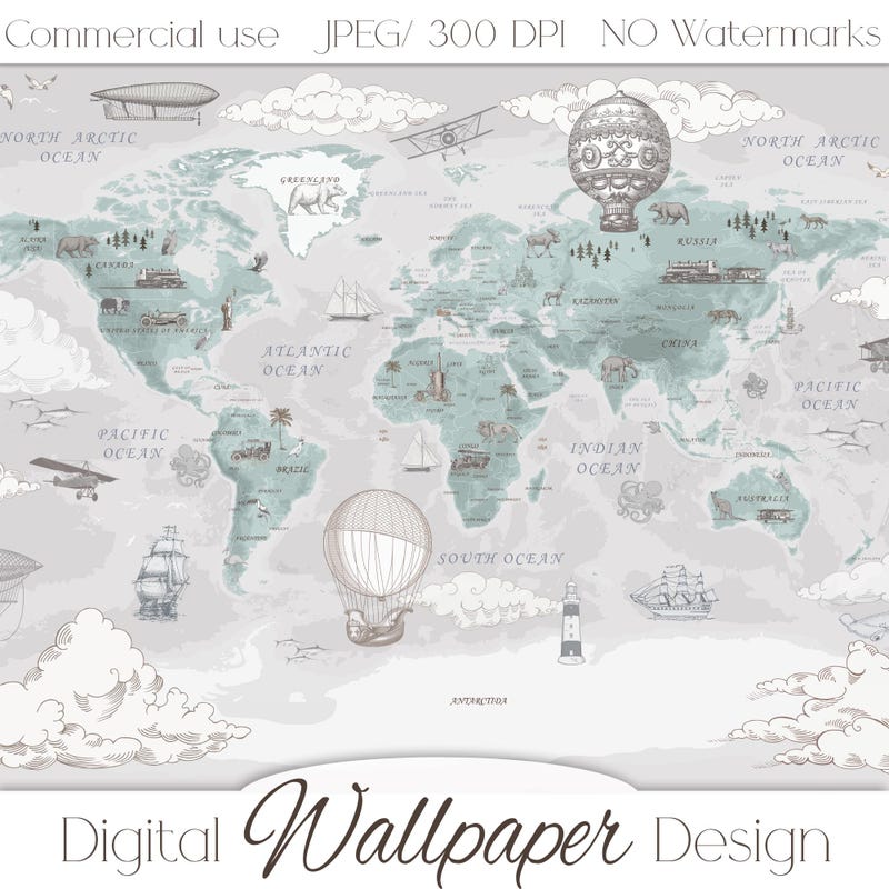 Globe Wallpaper Nursery - Etsy