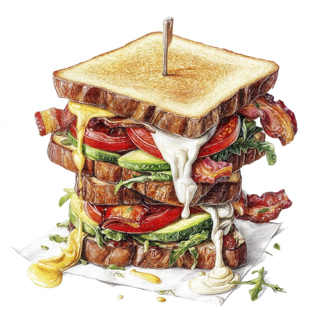 15 Tasty Sandwich Clipart | Watercolor Fast Food, Printable ...