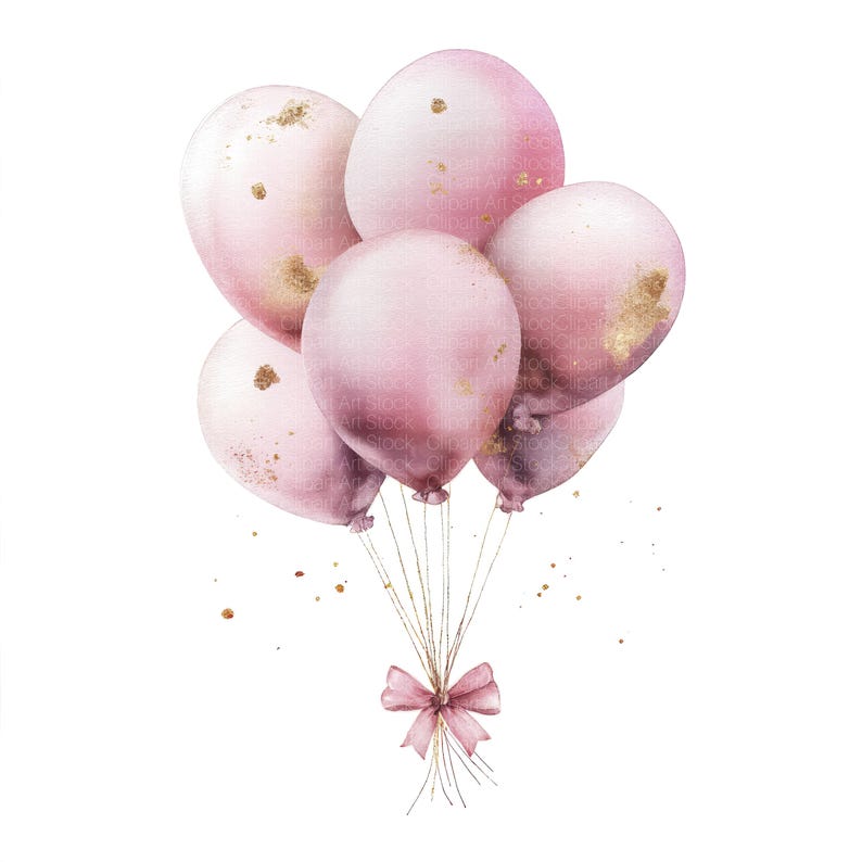 15 Pink Watercolor Balloon Clipart | Blush & Rose Gold Party Balloons ...