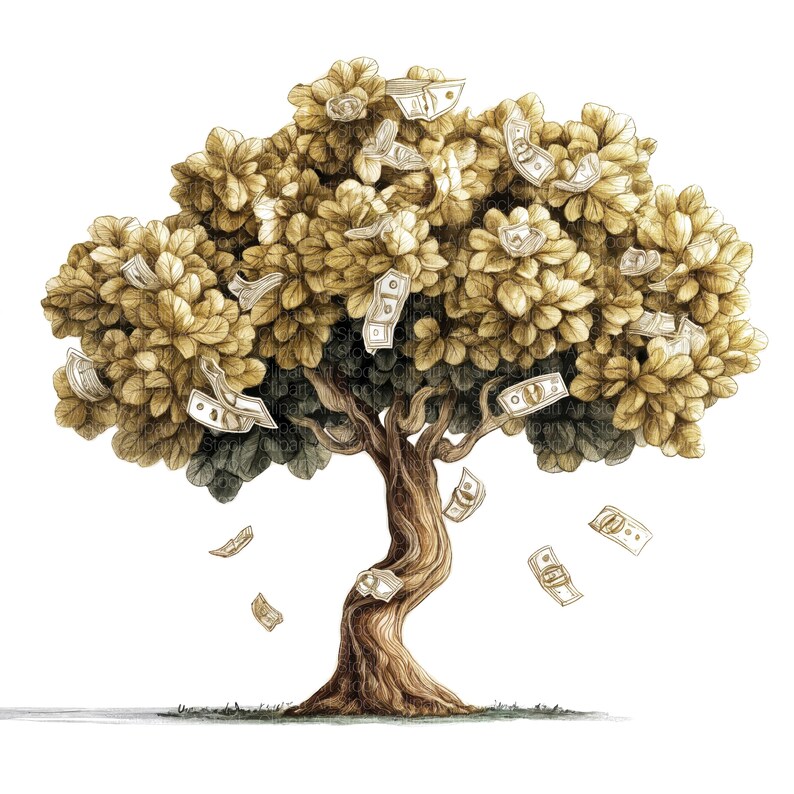 14 Money Tree Watercolor Clipart | Abundance & Prosperity Tree ...