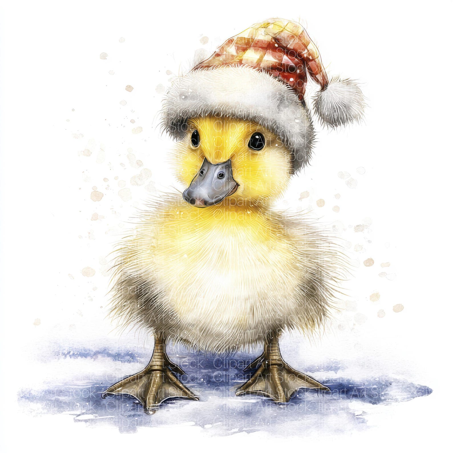12 Christmas Duckling Clipart Set JPG | Baby Ducks in Santa Hats ...