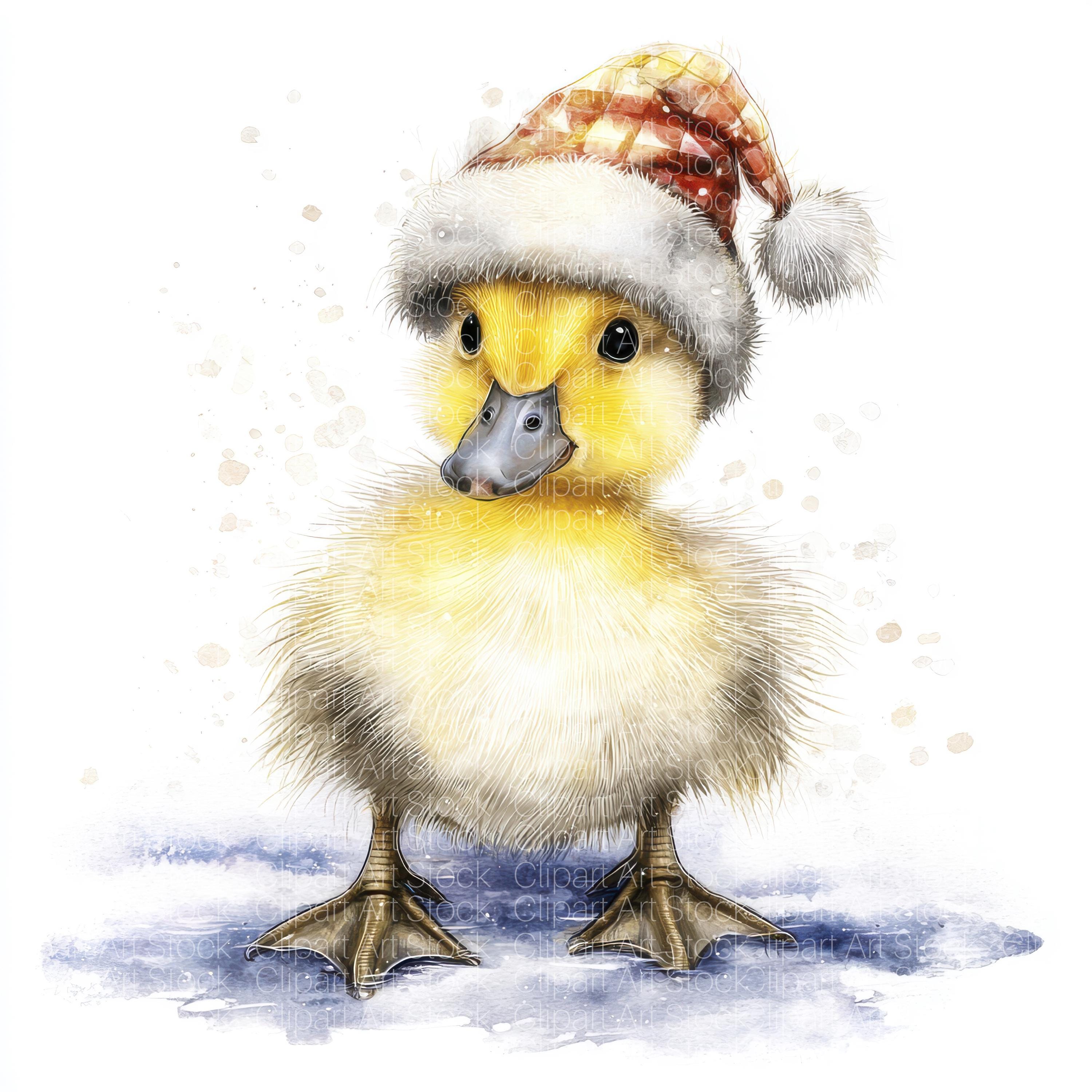 12 Christmas Duckling Clipart Set JPG | Baby Ducks in Santa Hats ...