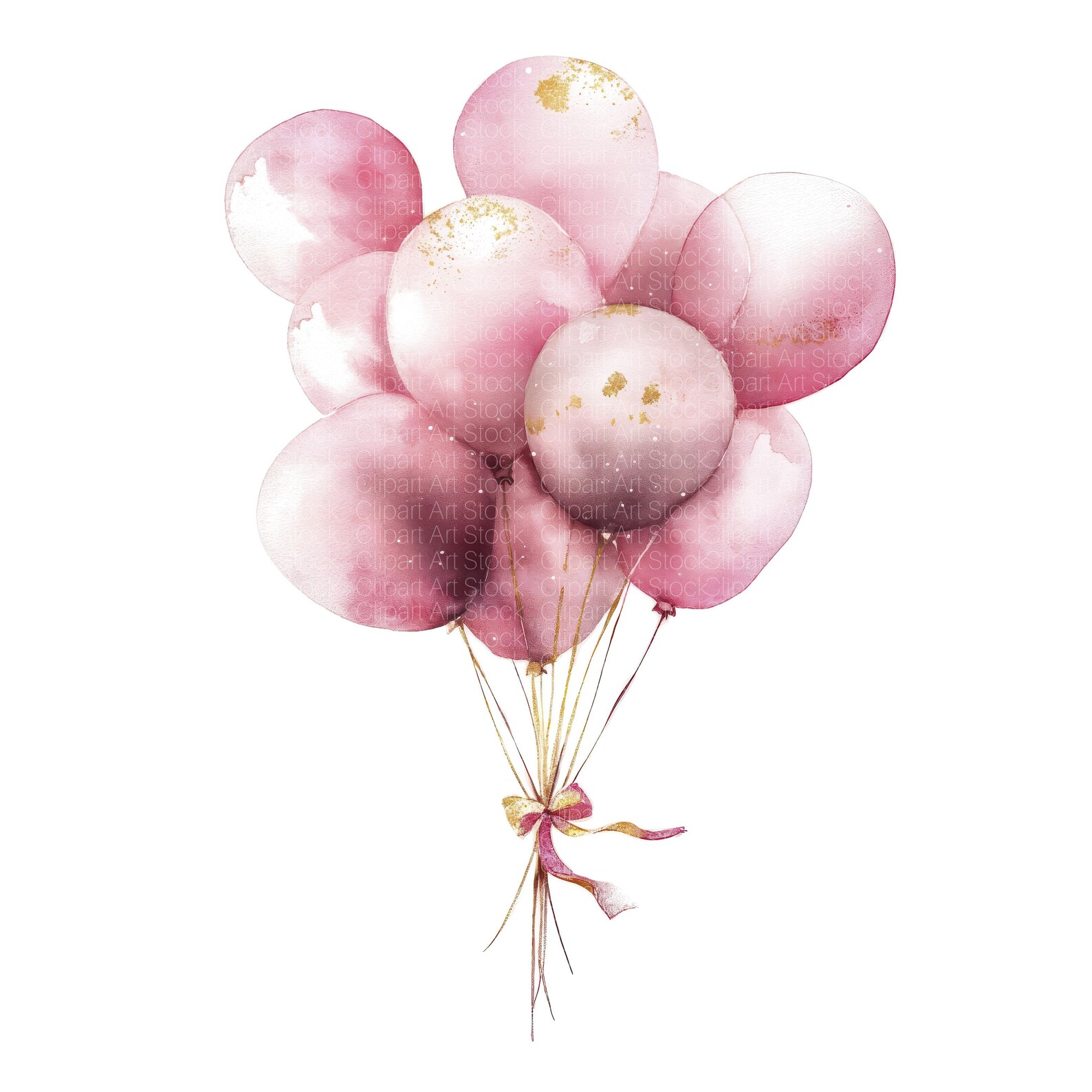 15 Pink Watercolor Balloon Clipart | Blush & Rose Gold Party Balloons ...