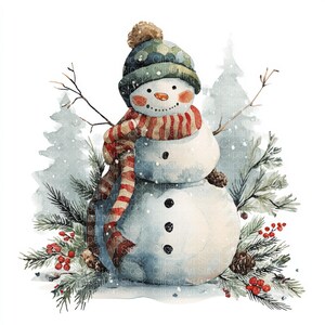 Watercolor Snowman Christmas Clipart Set | Cute Winter Snowmen ...