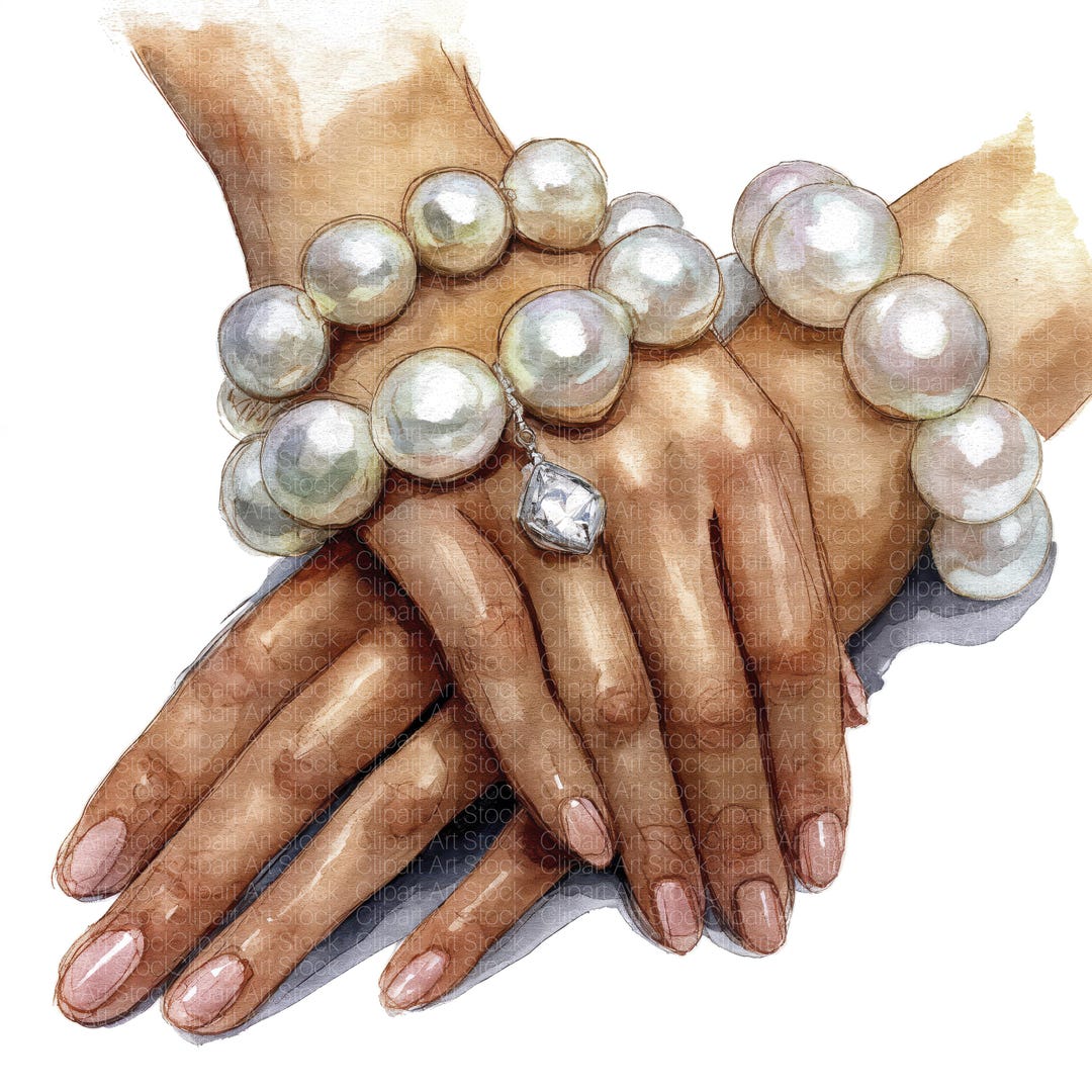 12 Pearl Hands Clipart | Pearls Bracelet | Printable Illustration JPG ...