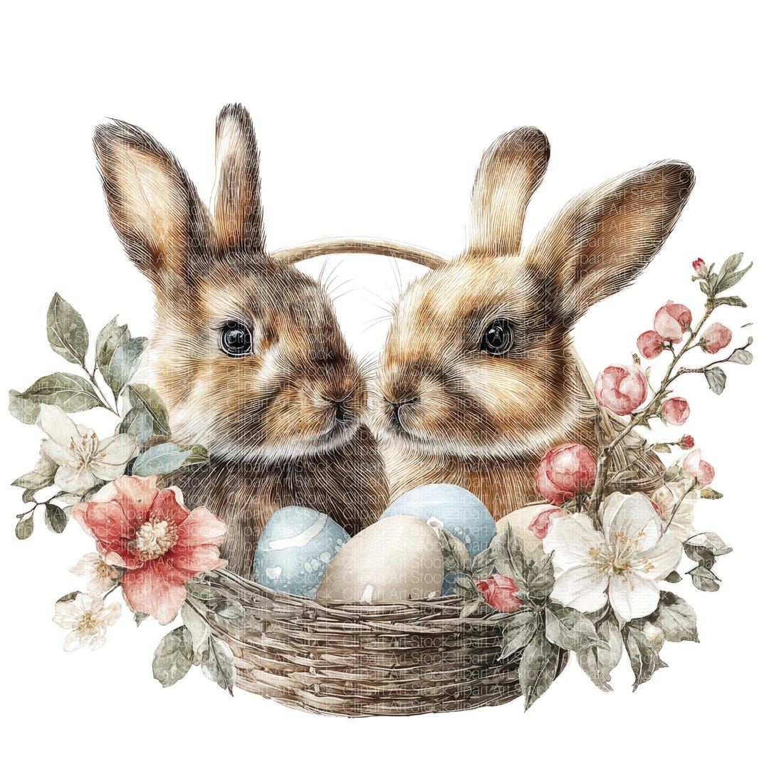 13 Easter Bunny Clipart | Bunny in Basket | Easter Printable ...