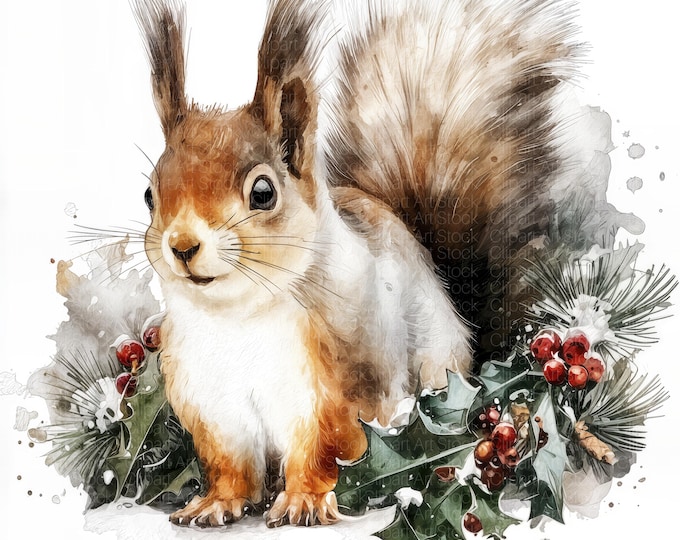 10 PNG Christmas Squirrel Clipart – Cute Winter Animal PNG – Festive ...