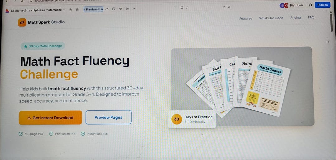 Mathspark Studio | Math Fact Fluency Challenge - 30 Day Program - Etsy