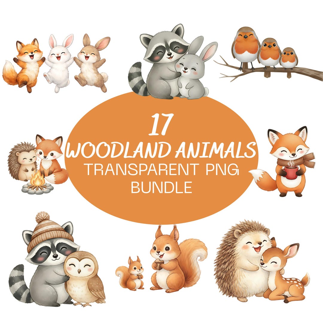 17 Woodland Animal PNG Bundle | Forest Clipart Bundle | Cute Fox, Owl ...
