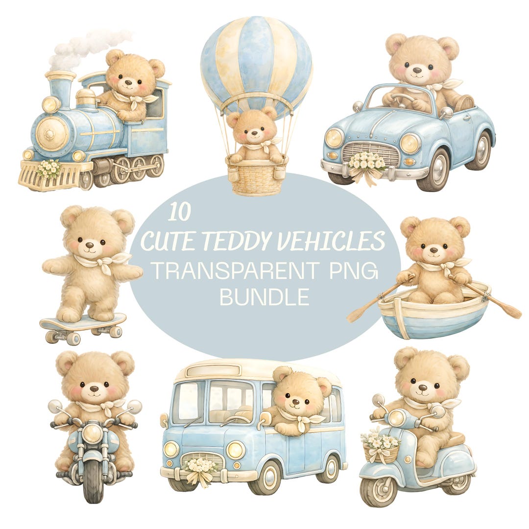 Paquete PNG de ositos de peluche en vehículos / 10 imágenes ...