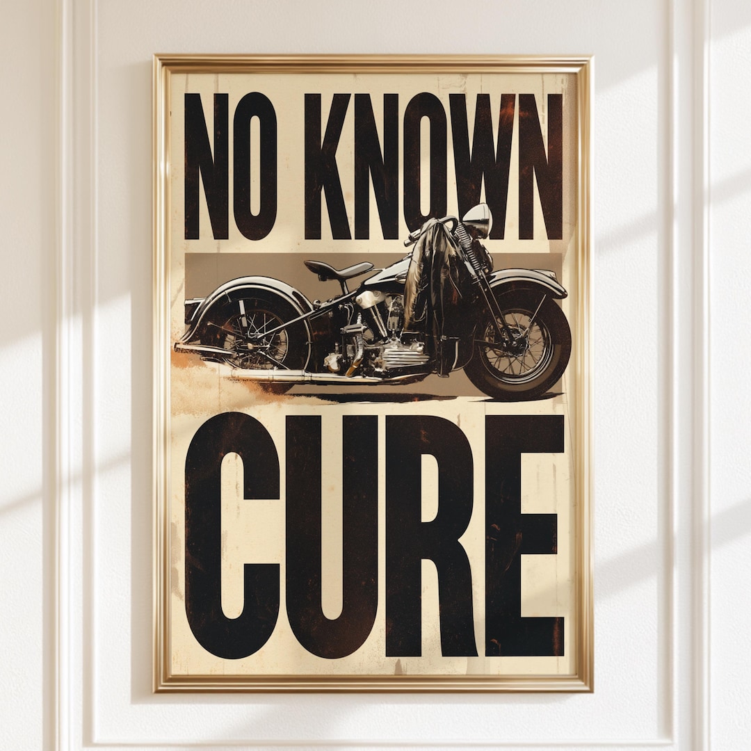 Vintage Motorcycle Wall Art Poster, Retro Biker Print, Garage Man Cave ...