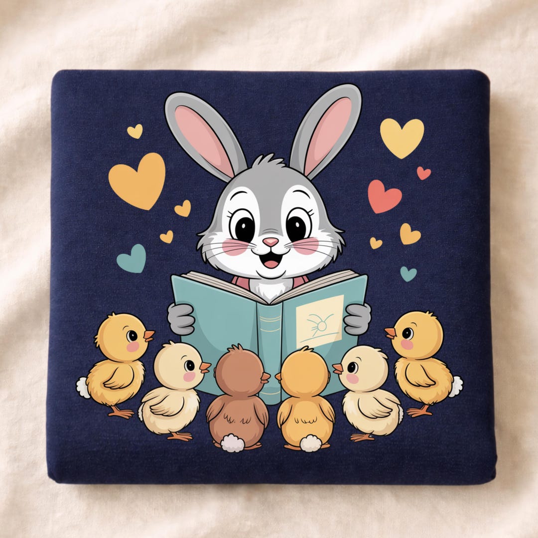Easter Bunny Reading PNG Cute Teacher Spring Animal Clipart for Cards ...