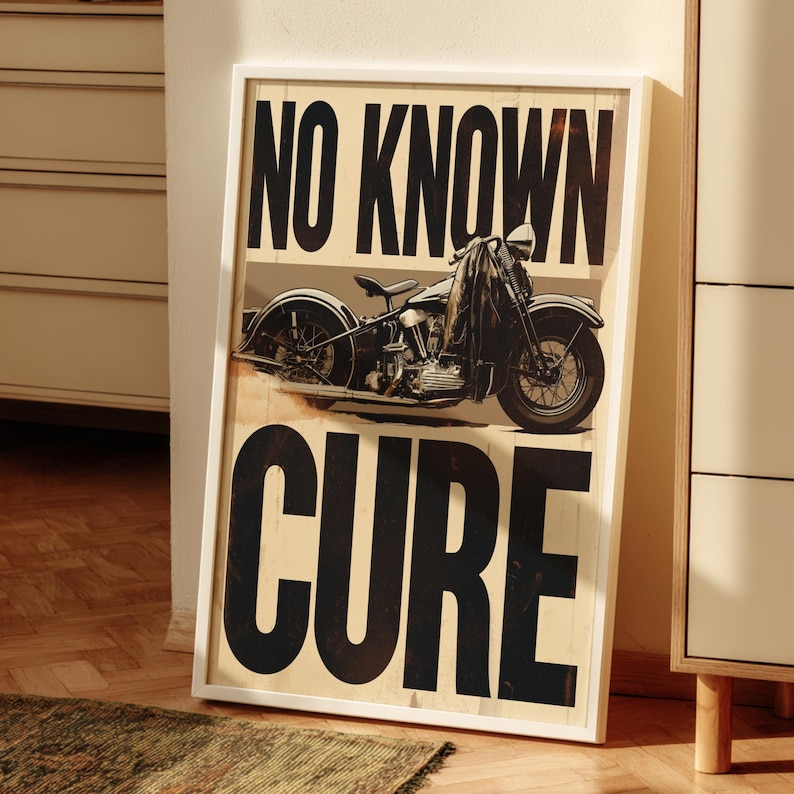 Vintage Motorcycle Wall Art Poster, Retro Biker Print, Garage Man Cave ...